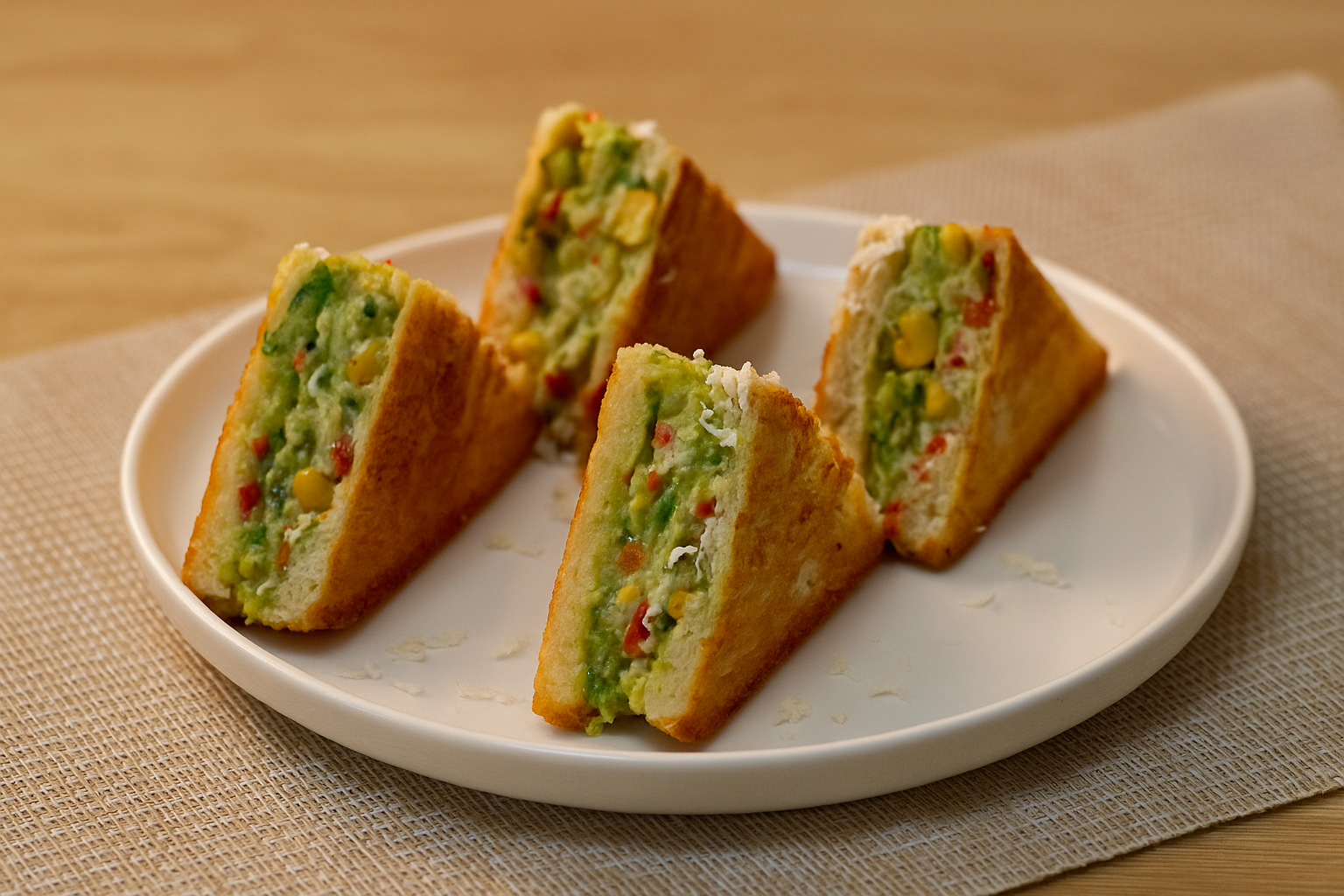 Cheese Chilli Corn Grilled Sandwich: 4 Easy Flavorful Steps